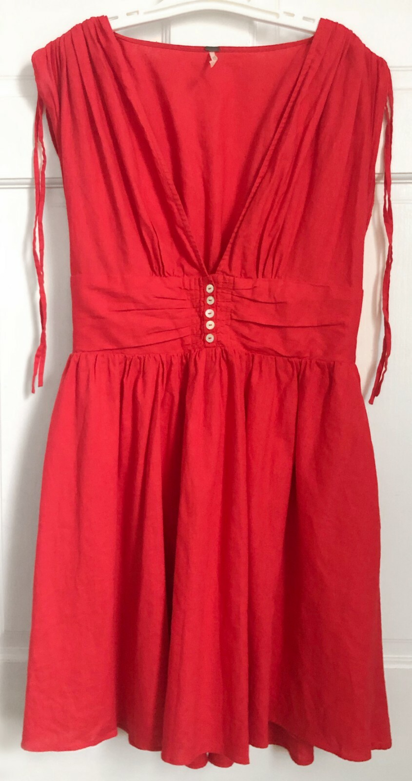 Free People Red Dress Short Roll the Dice Button Tie … - Gem