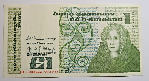 IRELAND: IRISH ONE POUND NOTE 9.10.1981. QUEEN MEDB OF CONNAUGHT. FREE ...