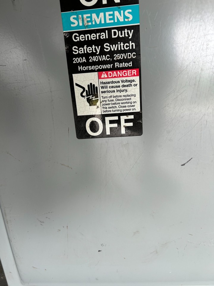 Siemens GENERAL DUTY SAFETY SWITCH GF324N 200AMP | eBay