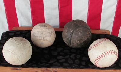 Vintage Group 4 Leather Softballs 12" & 14" Balls Great Display Antique ...