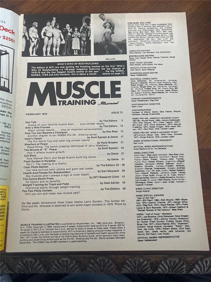 MUSCLE TRAINING ILLUSTRATED bodybuilding magazine LARRY GORDON/Casey ...
