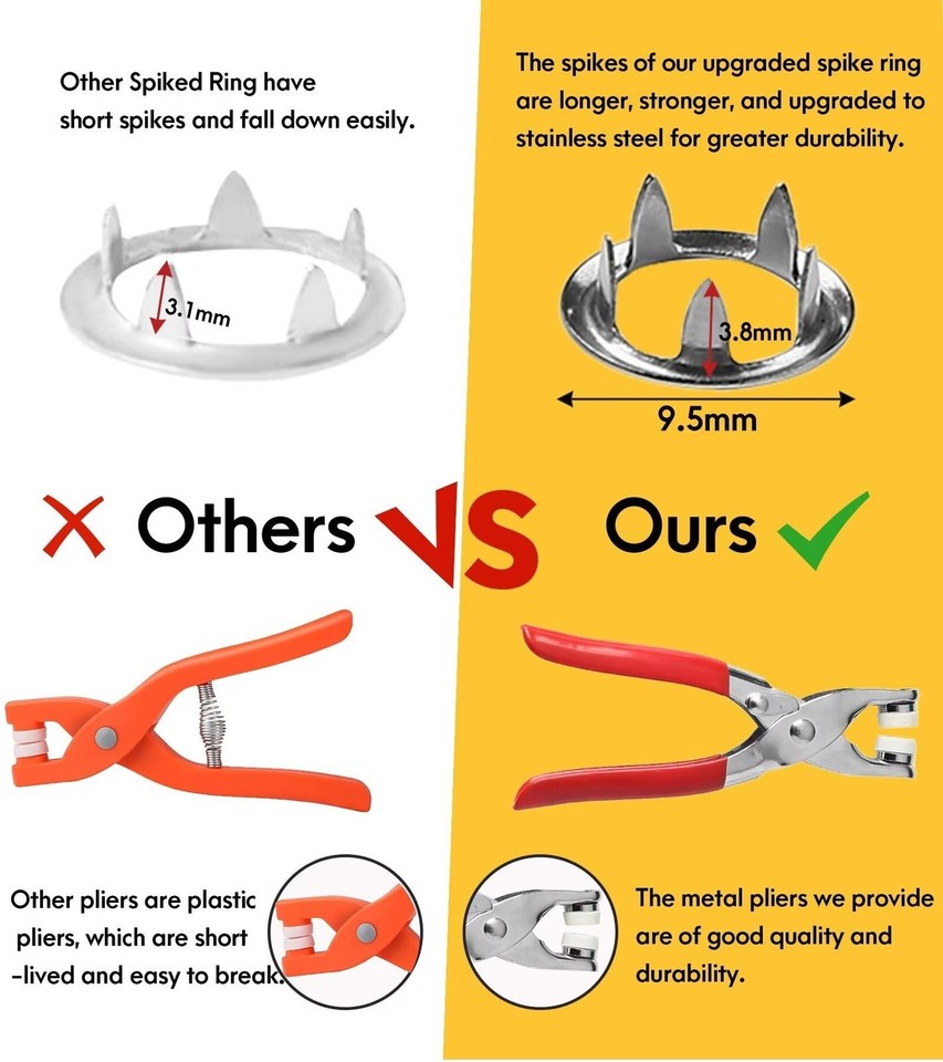 KAXIMON Snap Fasteners Kit 200 Sets, Metal Snap Button Kit with ...