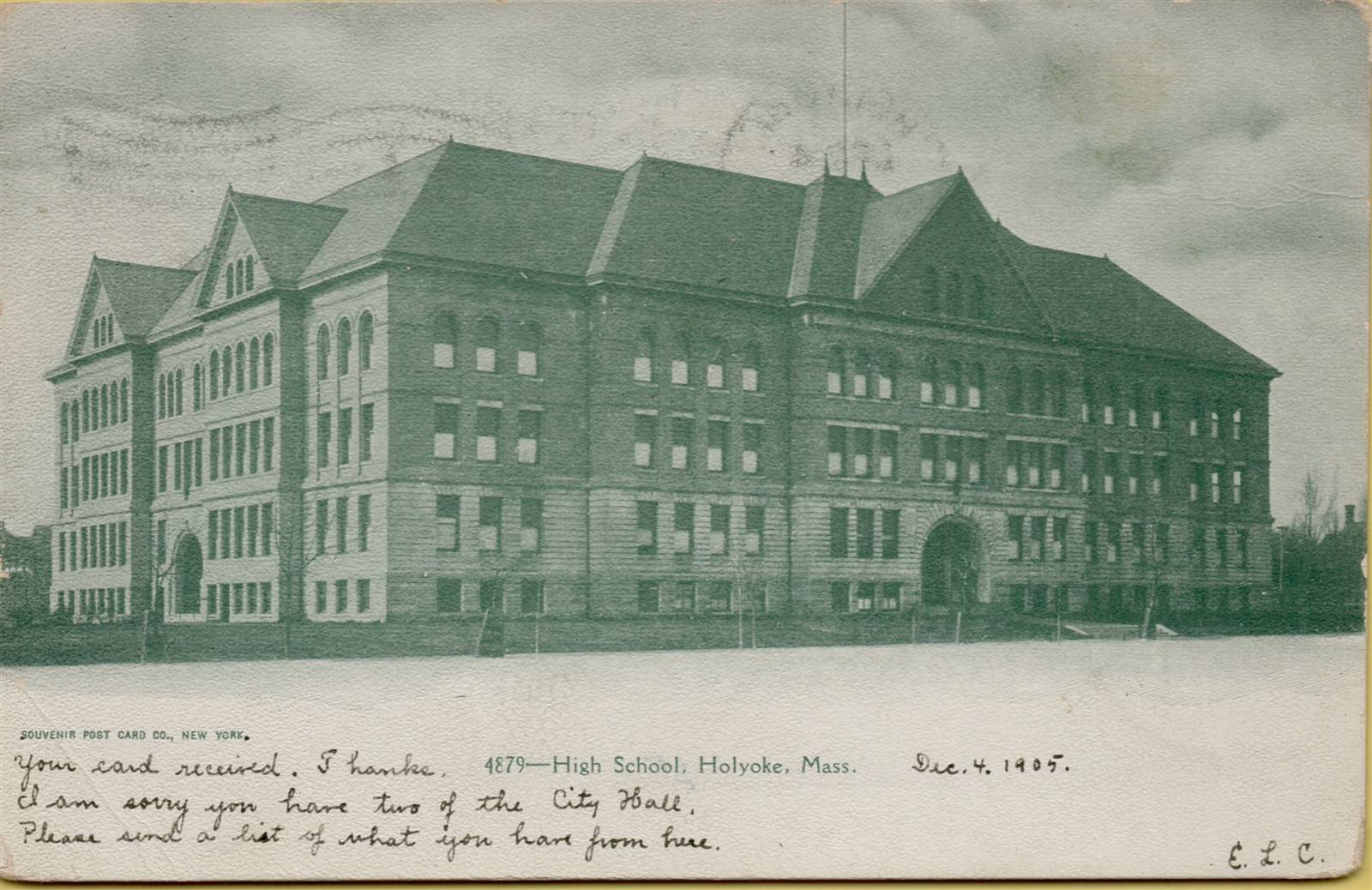 1905 Exterior View High School Holyoke Massachusetts MA Postcard D5 | eBay