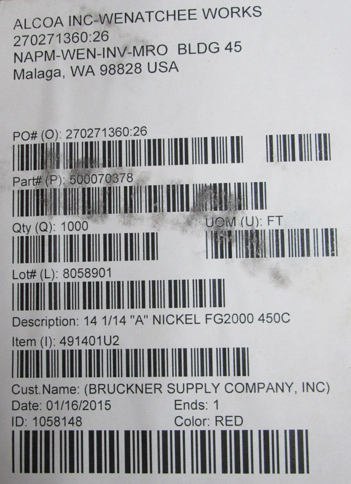 FG2000 14 AWG RED HIGH TEMP WIRE 1/14 "A" NICKEL 450C 1000FT 491401U2 ...