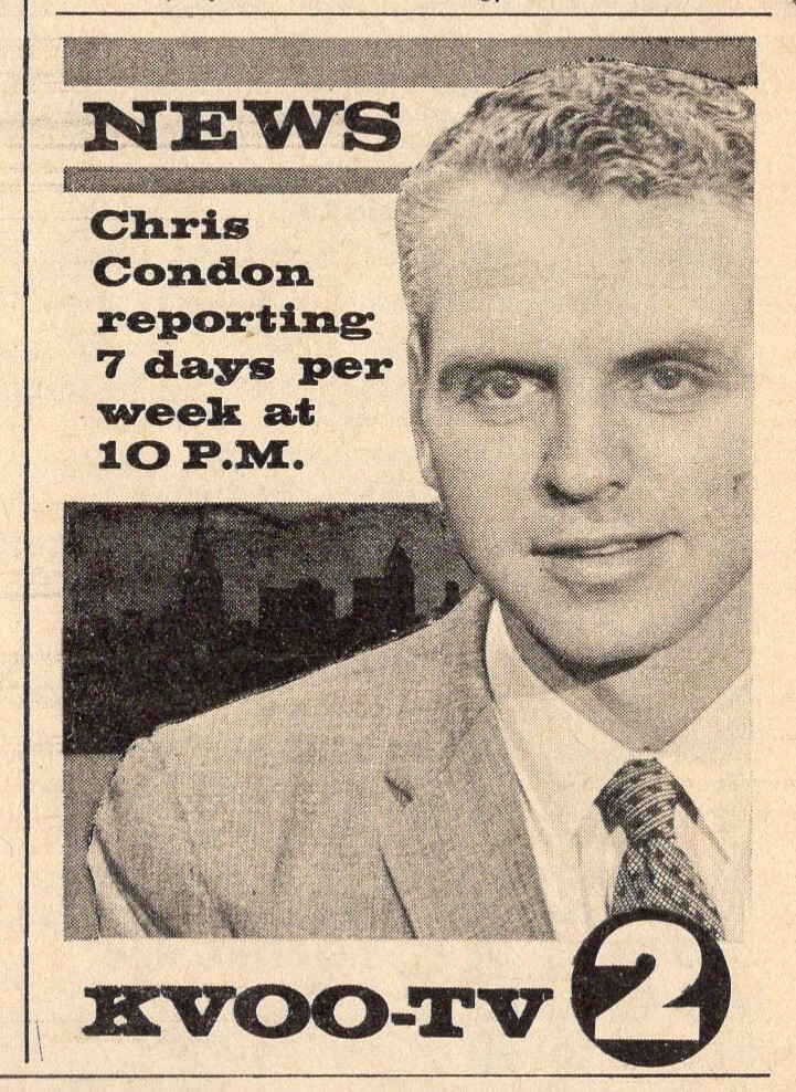 1958 KVOO TV AD CHRIS CONDON TULSA OKLAHOMA NEWS REPORT CHANNEL 2 NBC ...