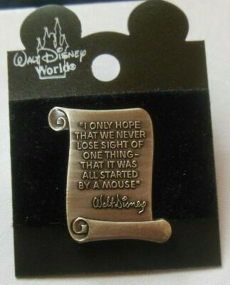 HTF OLD Disney pin Walt Disney Scroll Quote #1 It Was All Started By A ...