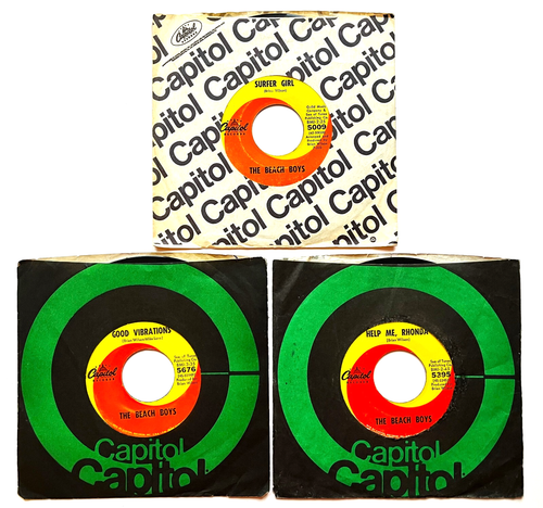 Lot Of 3 Beach Boys 45s - SURFER GIRL/HELP ME RHONDA/GOOD VIBRATIONS ...