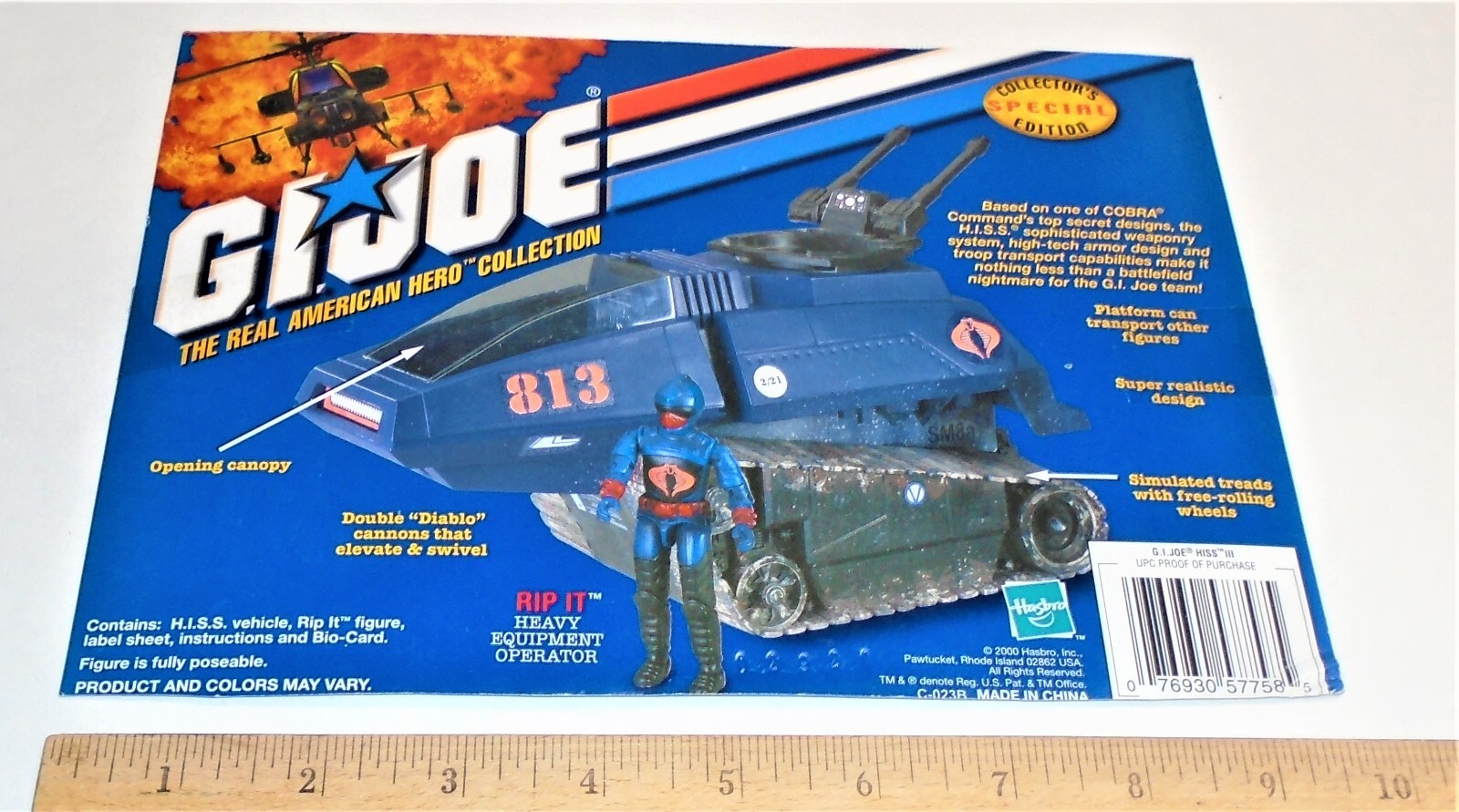 G.I. Joe 2000 Cobra HISS H.I.S.S. III Full Box Back (For Custom ...