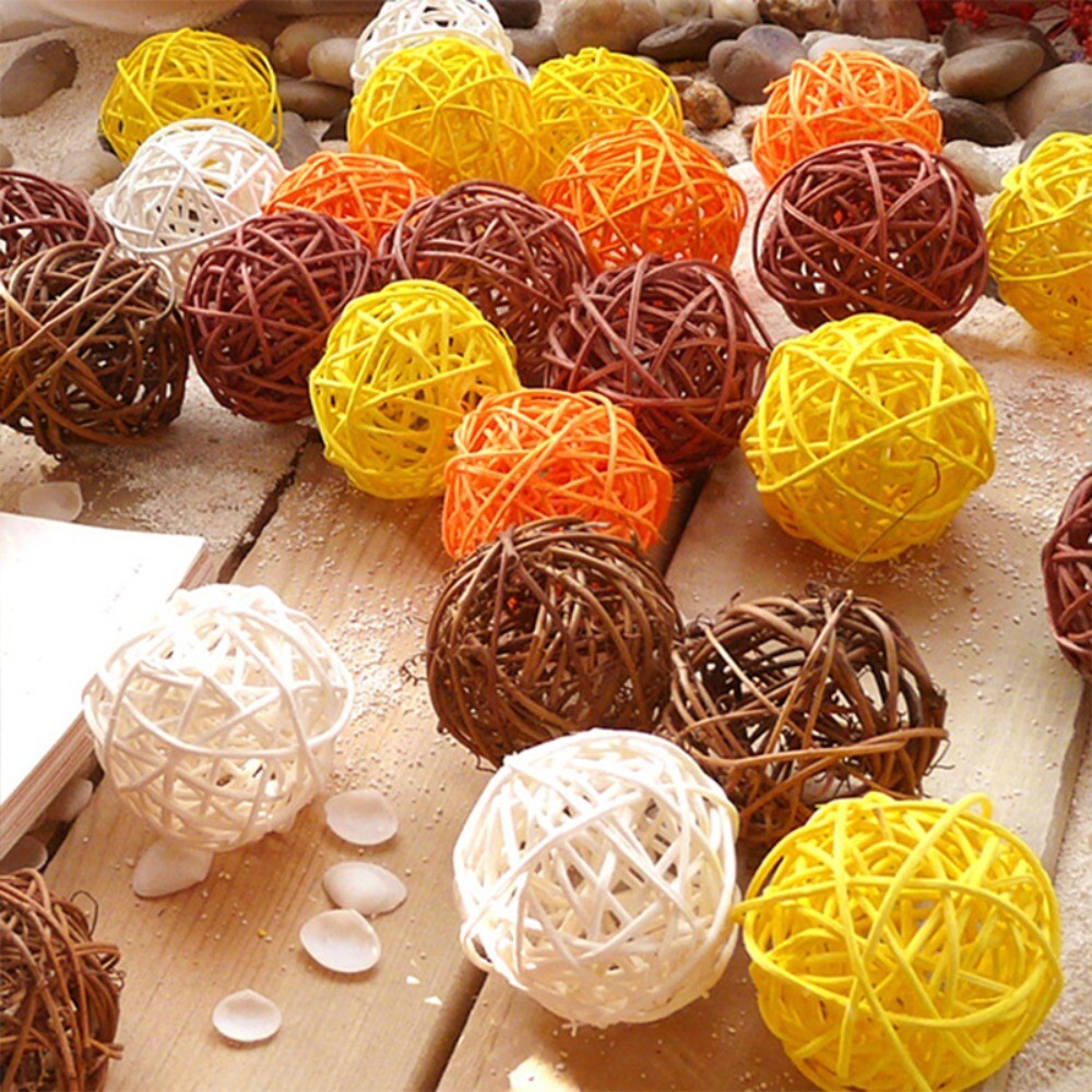 30 Pcs 3CM Rattan Wicker Balls Making Toy Chewing Pet Bite Ball Bunny ...