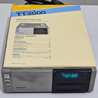 Sony TT-2000 Tuner Timer with Operating Instruction Manual Tested and ...