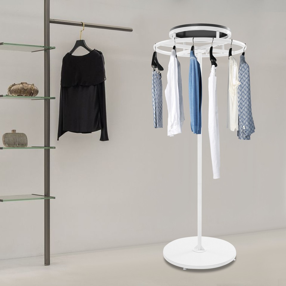Round Clothing Rack Floor Standing Clothes Hanging Rack Garment Display ...
