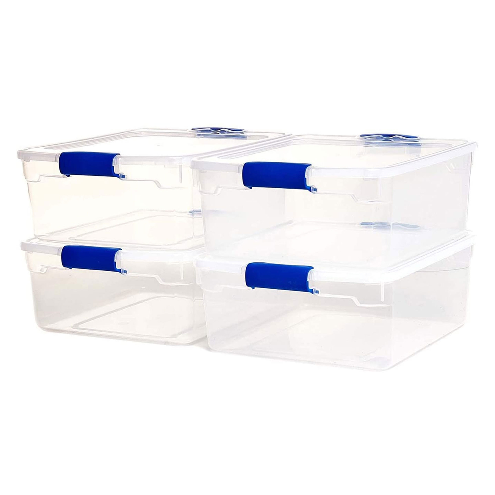 Homz 15.5 Qt Plastic Stackable Storage Container with Secure Lid, Clear ...