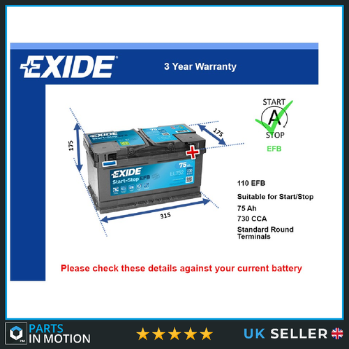 EFB Car Battery fits ALFA ROMEO STELVIO GIULIA BRERA 159 SPIDER 2005 on ...