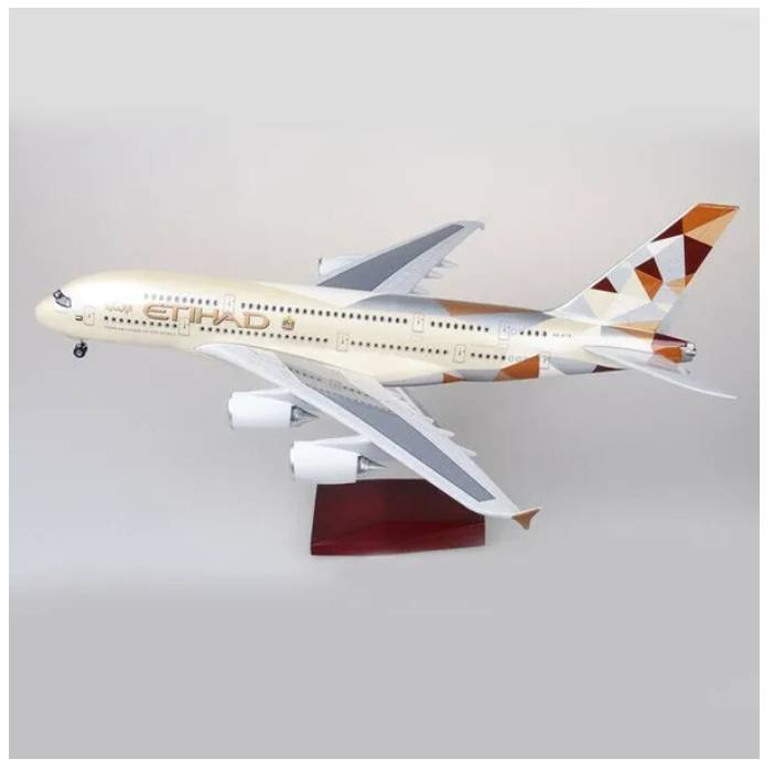 1/160 A380 Passenger Plane Model w/ LED Lamp Stand 47cm Resin Aircraft ...