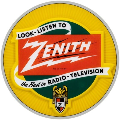 Watch Zenith TV; Listen to Zenith Radio NEW Sign: 14" Dia. Round USA ...