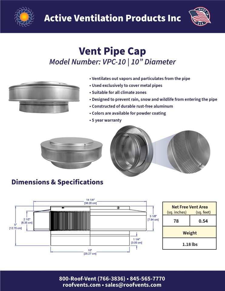 10 in. Dia. Aluminum Vent Pipe Cap | eBay