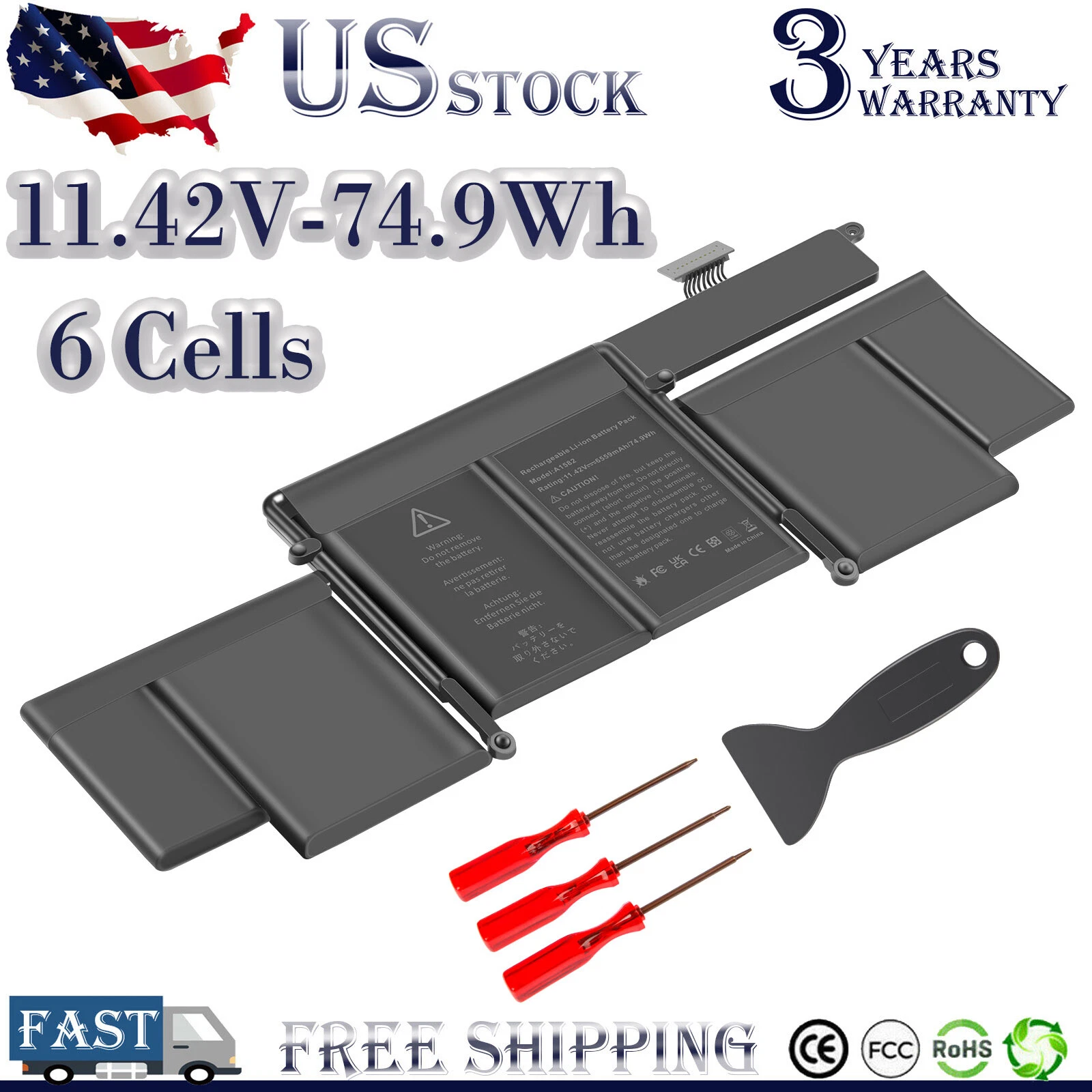A1582 Battery for Apple MacBook Pro Retina 13" A1502 Early 2015 Mid ...