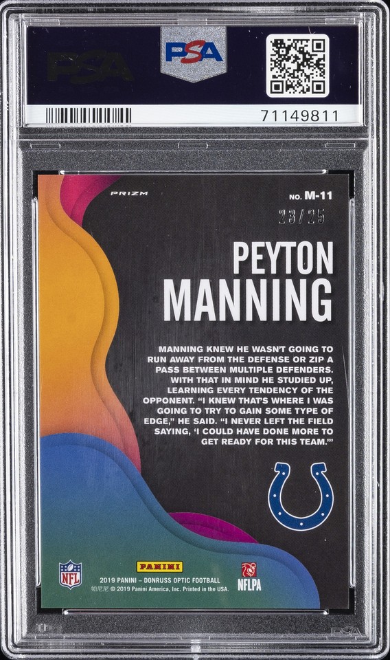 2019 PANINI DONRUSS OPTIC MYTHICAL BLACK PANDORA PEYTON MANNING 23/25 PSA 10 | eBay