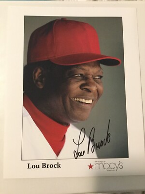 Lou Brock Signed 8X10 Photo Autograph Authentic HOF St Louis Cardinals ...