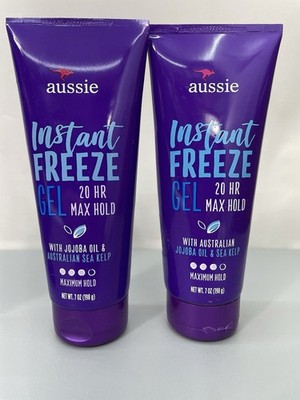 2 Aussie Instant Freeze Hair Gel with Jojoba Oil Sea Kelp 20 Hour Max ...