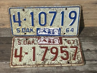 1964-1967 South Dakota License plates Beadle County. Rustic Rushmore ...