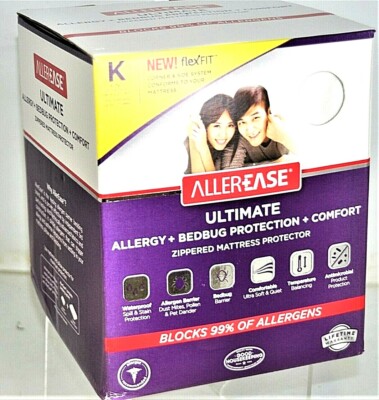 Allerease Ultimate King Zippered Mattress Protector Flex Fit Blocks 99% Allergen | eBay