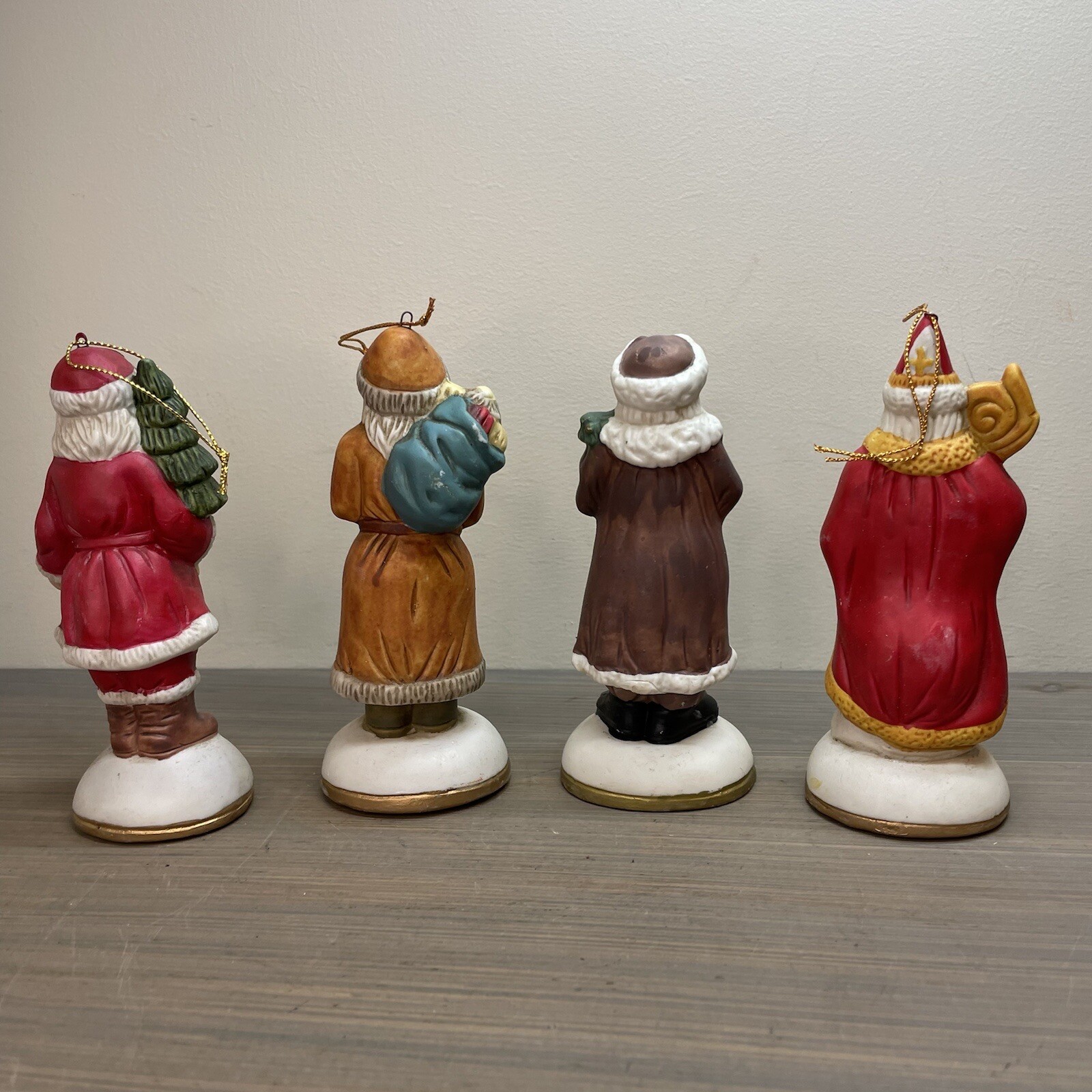 Lot of 4 Ceramic Old World European Santa Claus Christmas Ornament ...