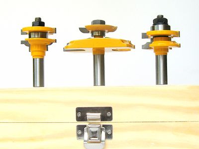 3pc 12° w/ Back Cutter Raised Panel & Bead Rail & Stile Router Bit Set ...