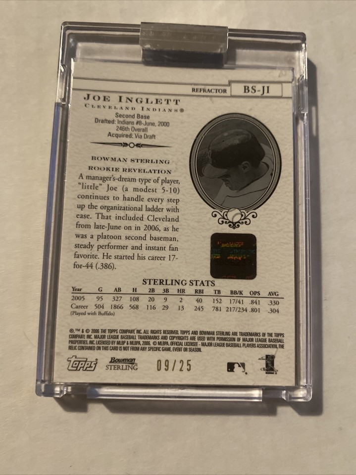 2006 Bowman Sterling Joe Inglett Rookie Auto Autograph Black Refractor ...