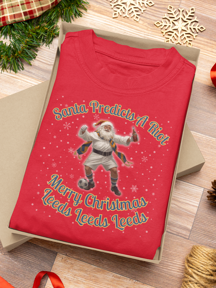 Leeds United Fans Santa Predicts A Riot T-Shirt / Kaiser Chiefs Xmas ...