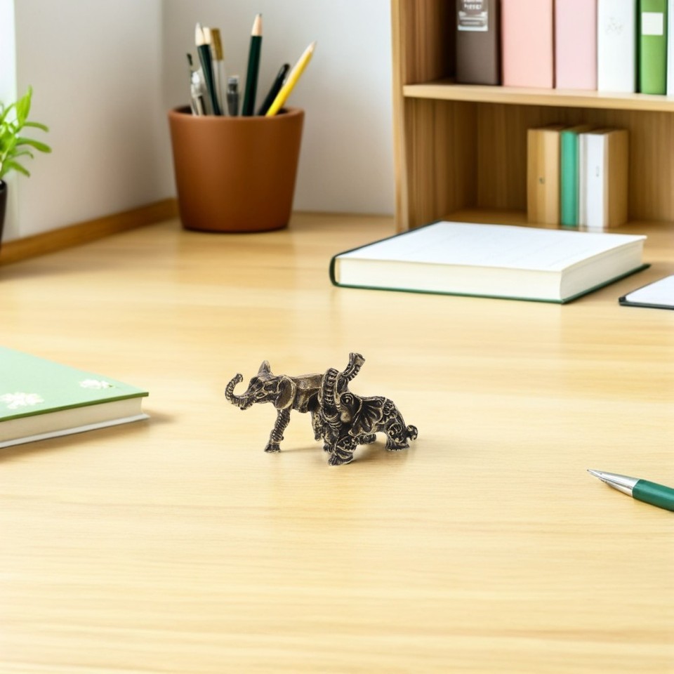 2pcs Elephant Statue Feng Shui Home Decor Chinese Mascot Brass Animals ...