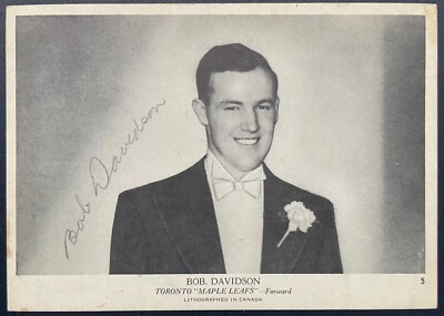 1939-40 OPC V301-1 Bob Davidson Autographed Signed Card Toronto Maple ...