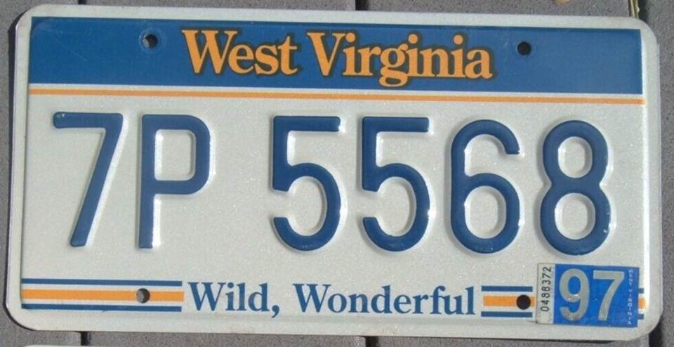 WEST VIRGINIA Wild Wonderful 1997 License Plate 5B 7375 | eBay