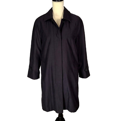 London Fog Woman's Black Over Sized Trench Coat Small Petite Hidden ...