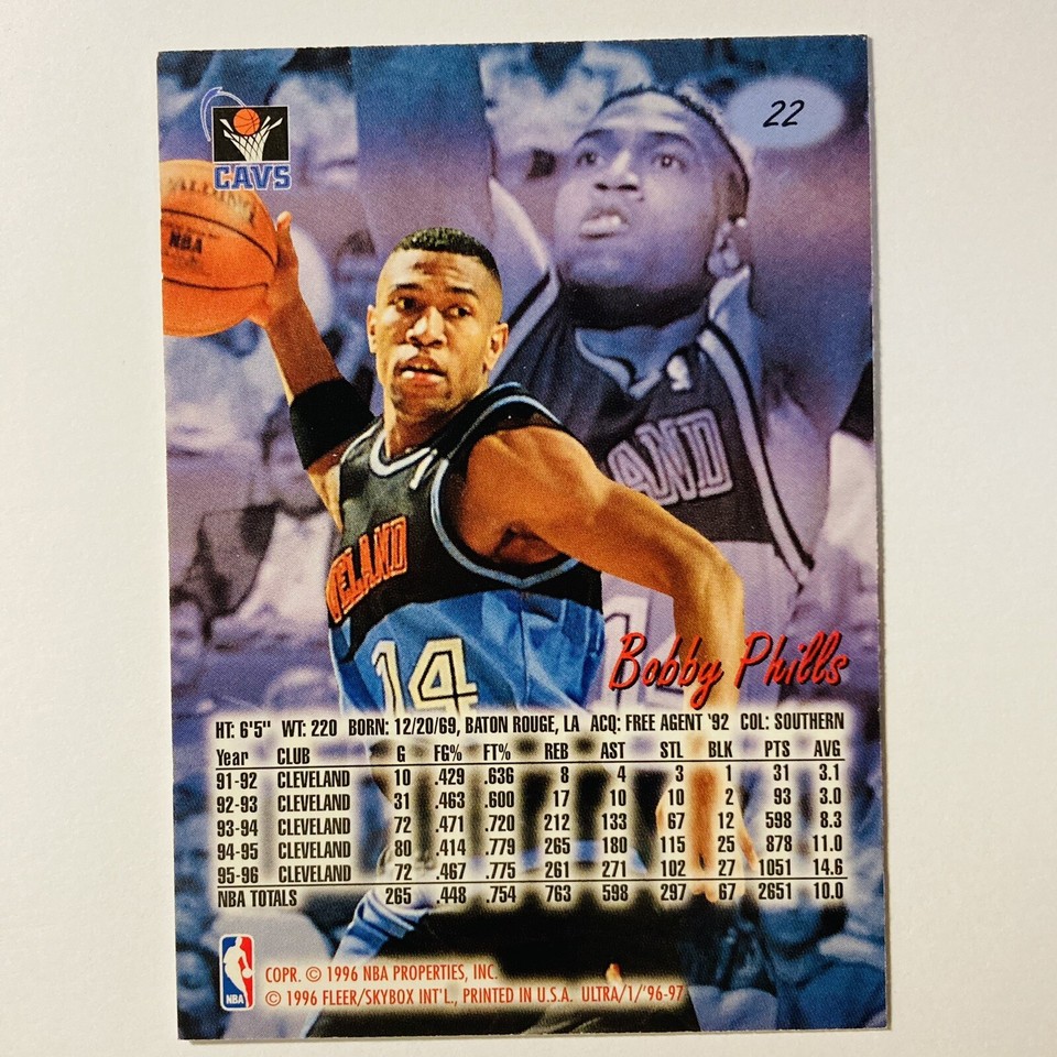 1996-97 Ultra Cleveland Cavaliers Basketball Card #22 Bobby Phills Tc2 ...