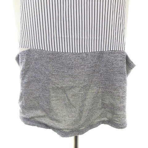 Beams Heart Cut Sew Short Sleeve Crew Neck Thin Switching Stripe White ...