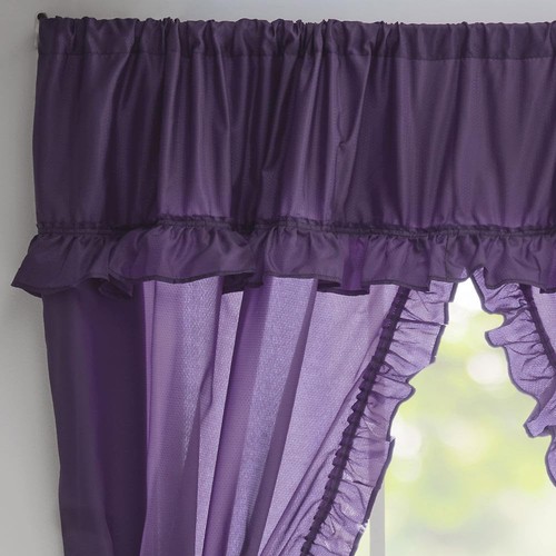 Stoneberry Ruffled Window Curtain Set Polyester Plum | eBay