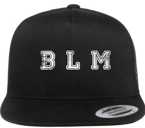 #BLM BLACK LIVES MATTER Logo Printed on Black Hat Flat Bill Yupoong ...