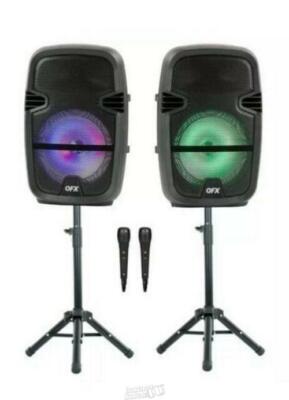 QFX-8" True Wireless Speaker Set remote Control 30 Watts Microphone ...