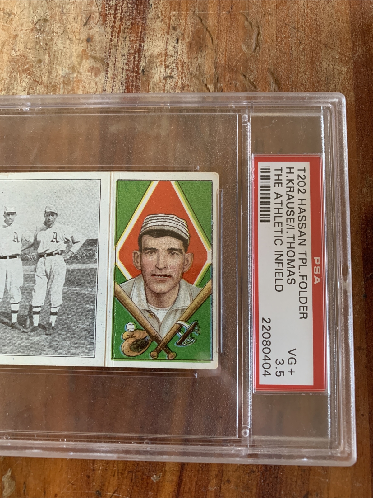 1912 T202 Hassan Ira Thomas Harry Krause ATHLETIC Infield Eddie Collins ...