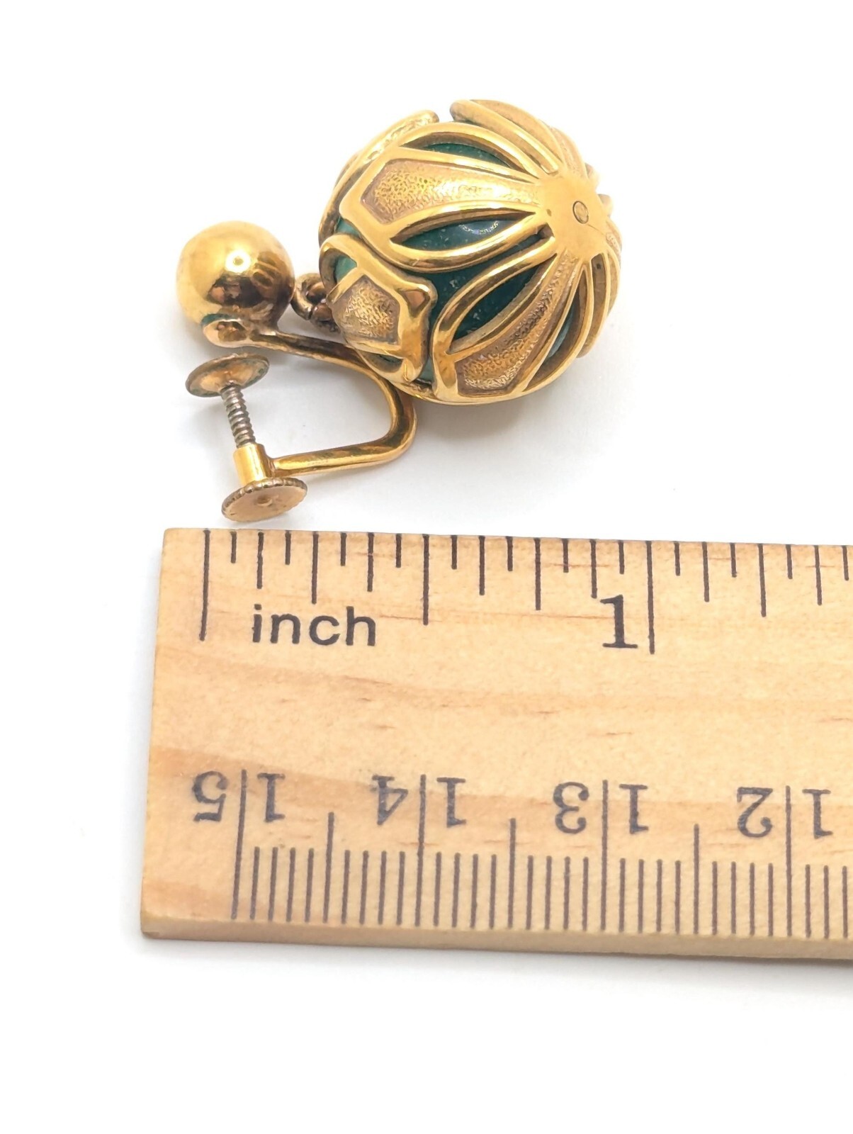 Vintage Forstner 1/20 12K GF Gold Fill Green Drop Dangle Earrings Art ...