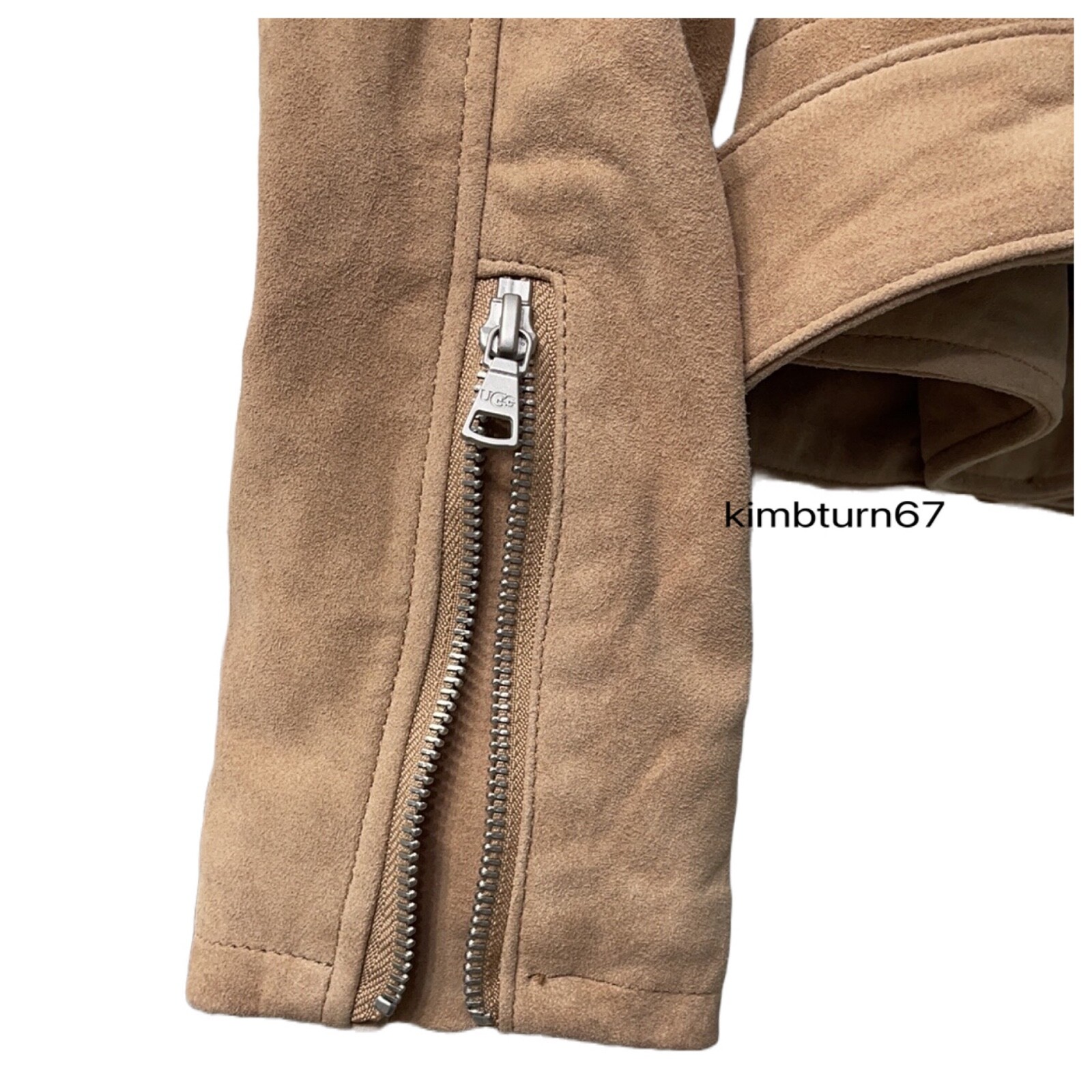 UGG Women’s Stacey Suede Lambskin Leather Moto Jacket in Camel Size M ...