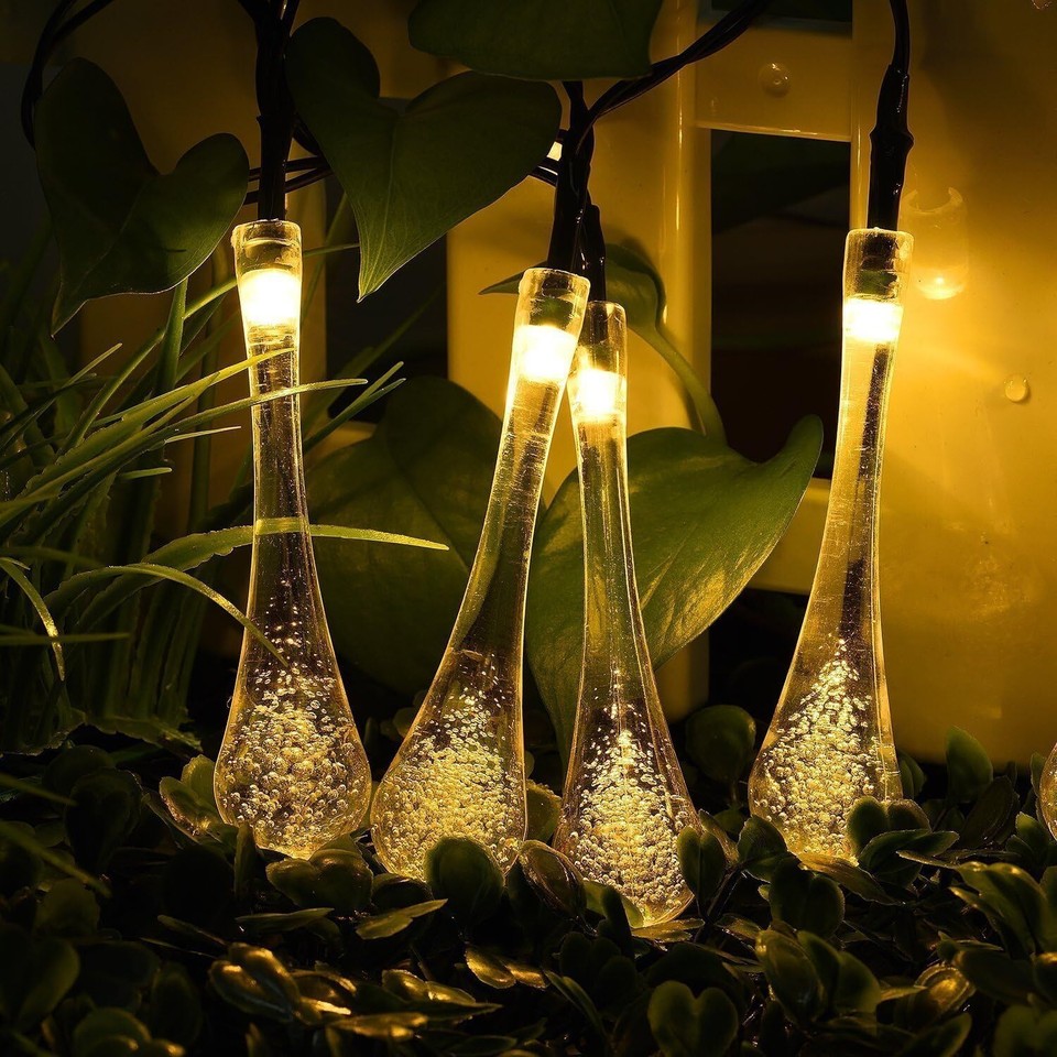 30LED Outdoor Solar String Lights, Water Drop Solar Powered Lights ...