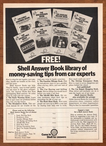 1977 Shell Answer Book Print Ad/Poster Gasoline Car Truck Man Cave Wall ...