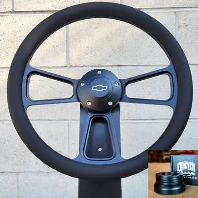 14" Black Billet Steering Wheel Vinyl 1974-94 C10 Chevy Pickup Horn ...