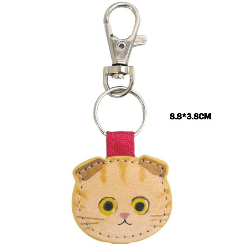 Creative Leather Cat Keychain Cartoon Bag Pendant Cute Leather Key Ring ...