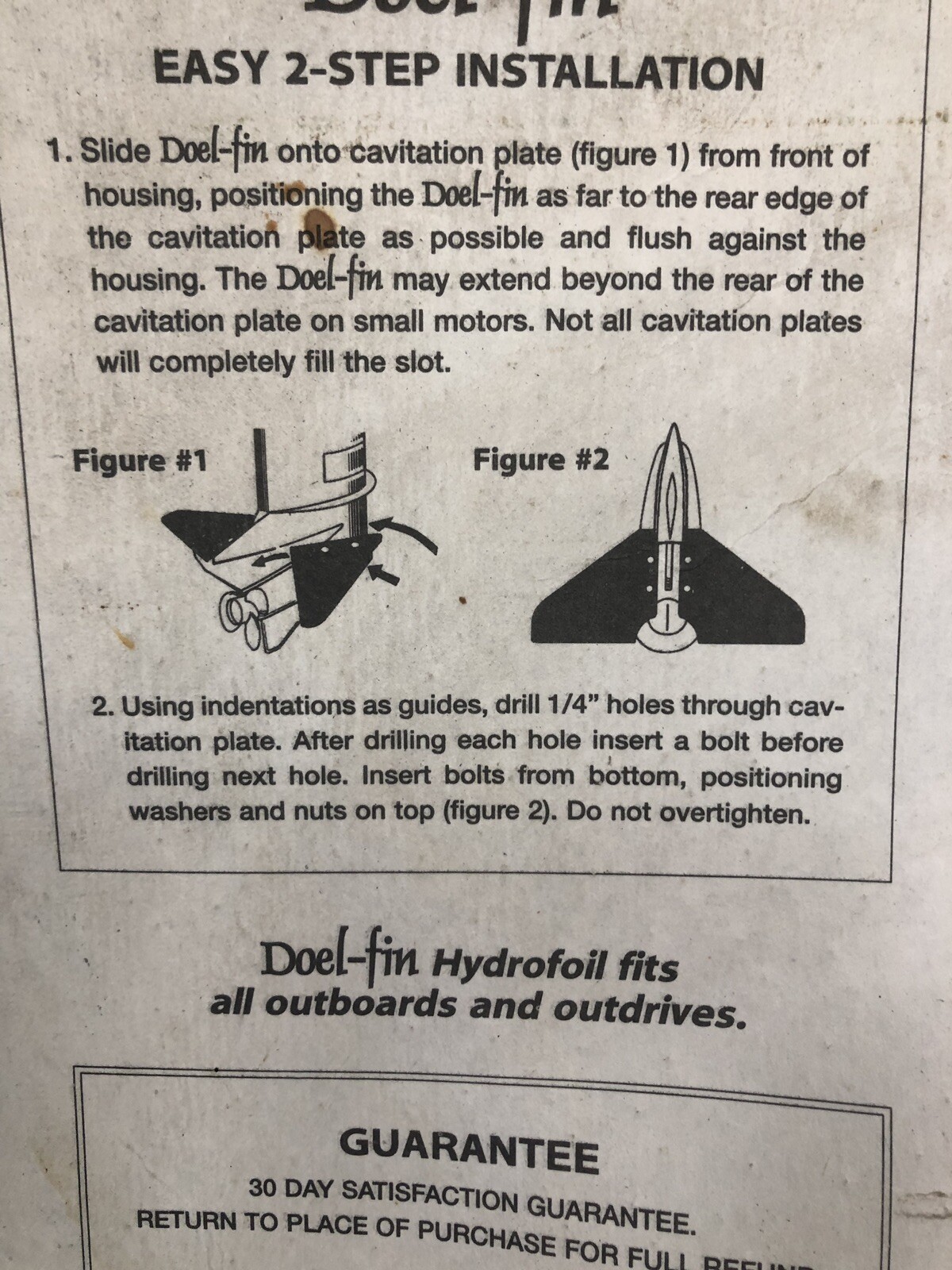 Doelcher Doel-Fin Original Hydrofoil Stabilizer Fits All Outboards ...