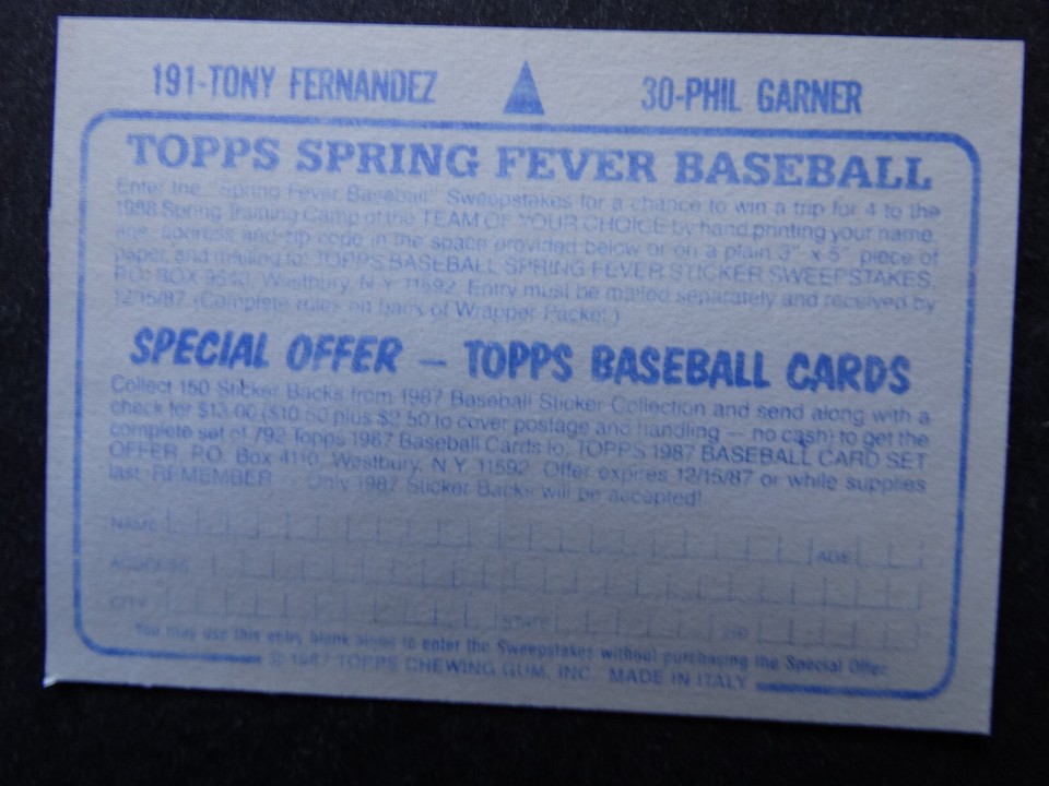 1987 Topps Stickers Baseball Cards Complete Your Set You U Pick From ...