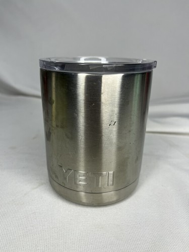 YETI Rambler Lowball Silver Stainless Steel Tumbler Travel Mug Cup 10 ...