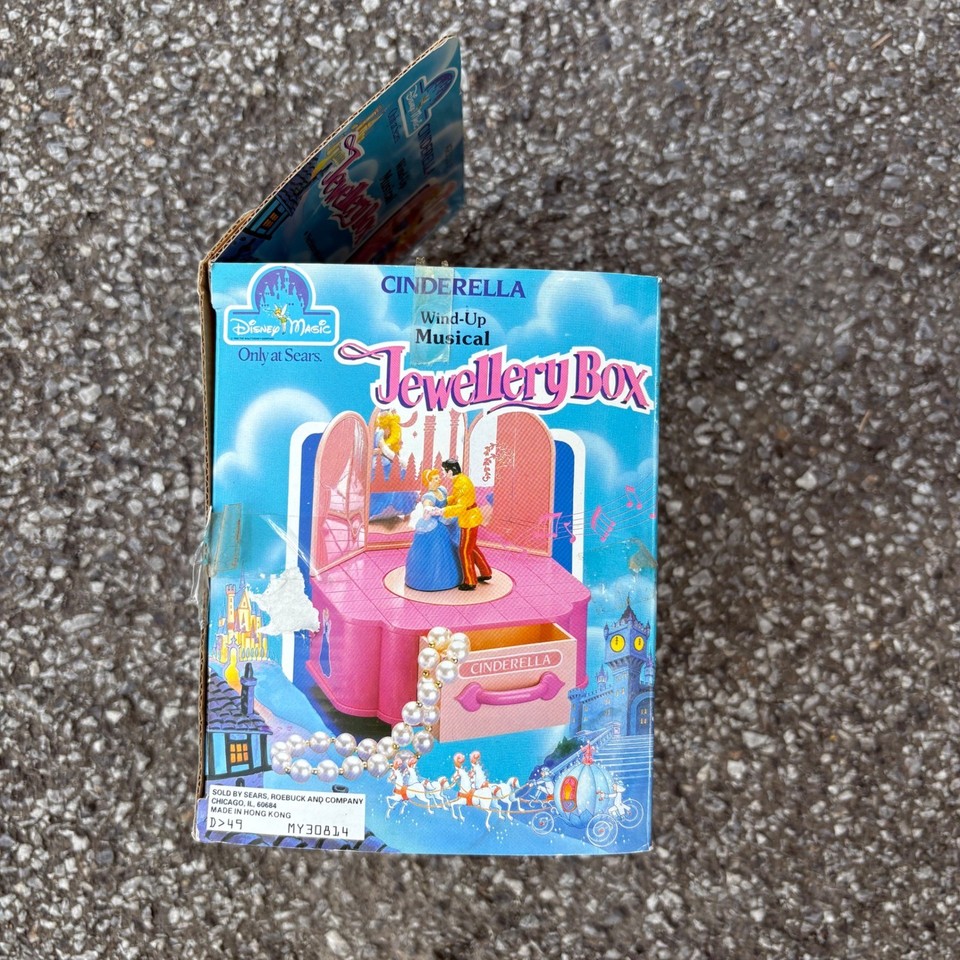 Disney Cinderella Musical Wind-Up Jewellery Box Sears Vintage NIB | eBay